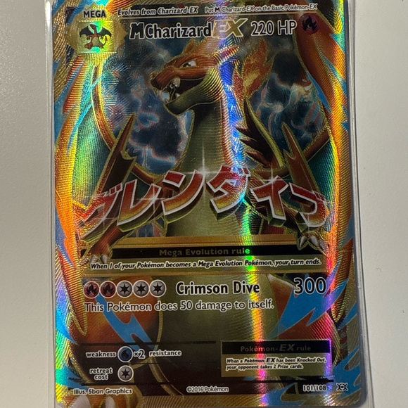 Pokemon | Other | Pokemon Mega Charizard Ex Holographic Card Red Gold ...
